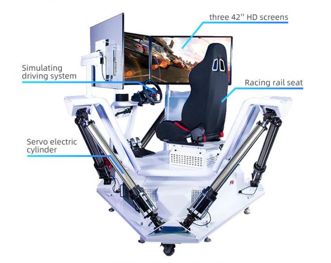 3 Screens 6 DOF VR Racing Simulator 5.0KW Electric Cylinder Arcade Game ...