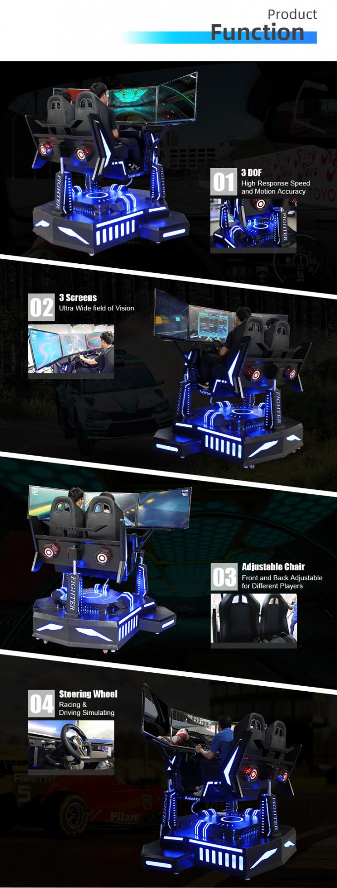 2 Seat 3 Screen Racing Simulator 3KW Power Arcade Machine F1 Game ...