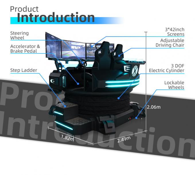 3.0kw Car Game Machine three screen racing simulator 3DOF Electric ...